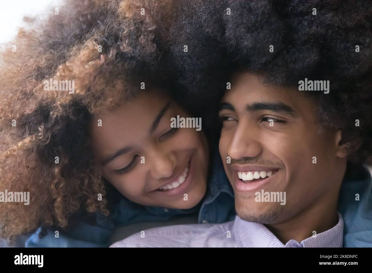 Closeup portrait of cute African teenager couple in love Stock Photo ...