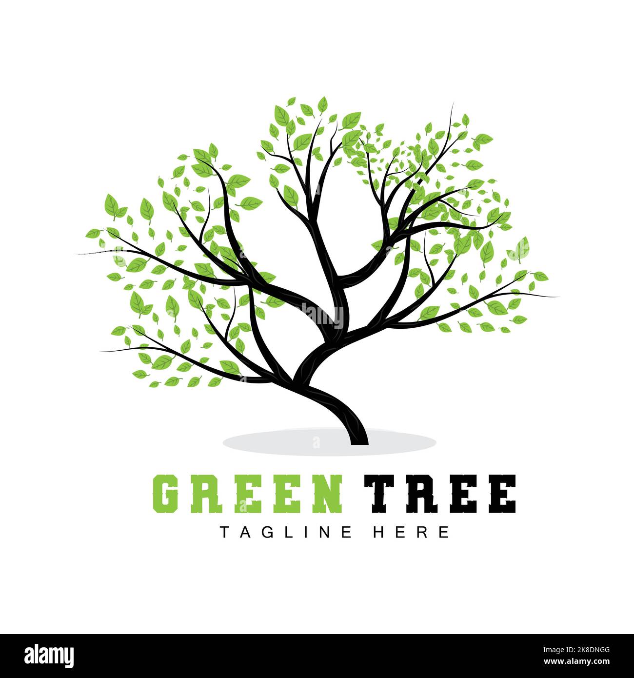 Green Tree Logo Design, Bonsai Tree Logo Illustration, Leaf And Wood ...