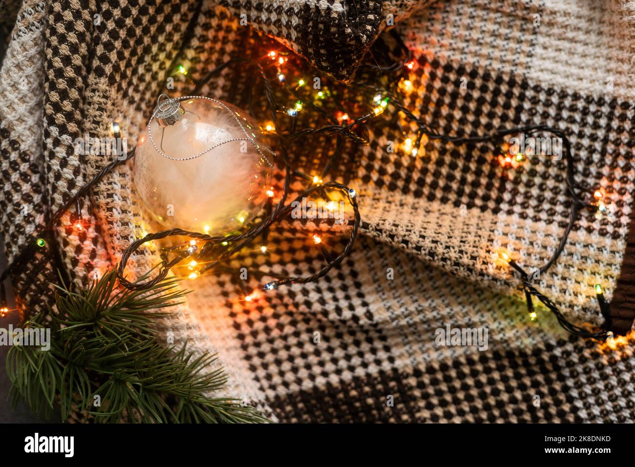 Christmas lights bulb frame decoration. Merry Christmas and New Year ...