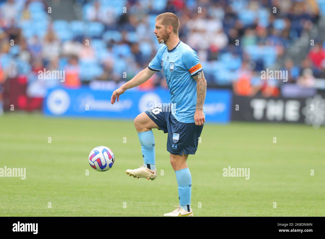 Sydney, Australia. 23rd Oct, 2022. Luke Brattan of Sydney FC controls ...