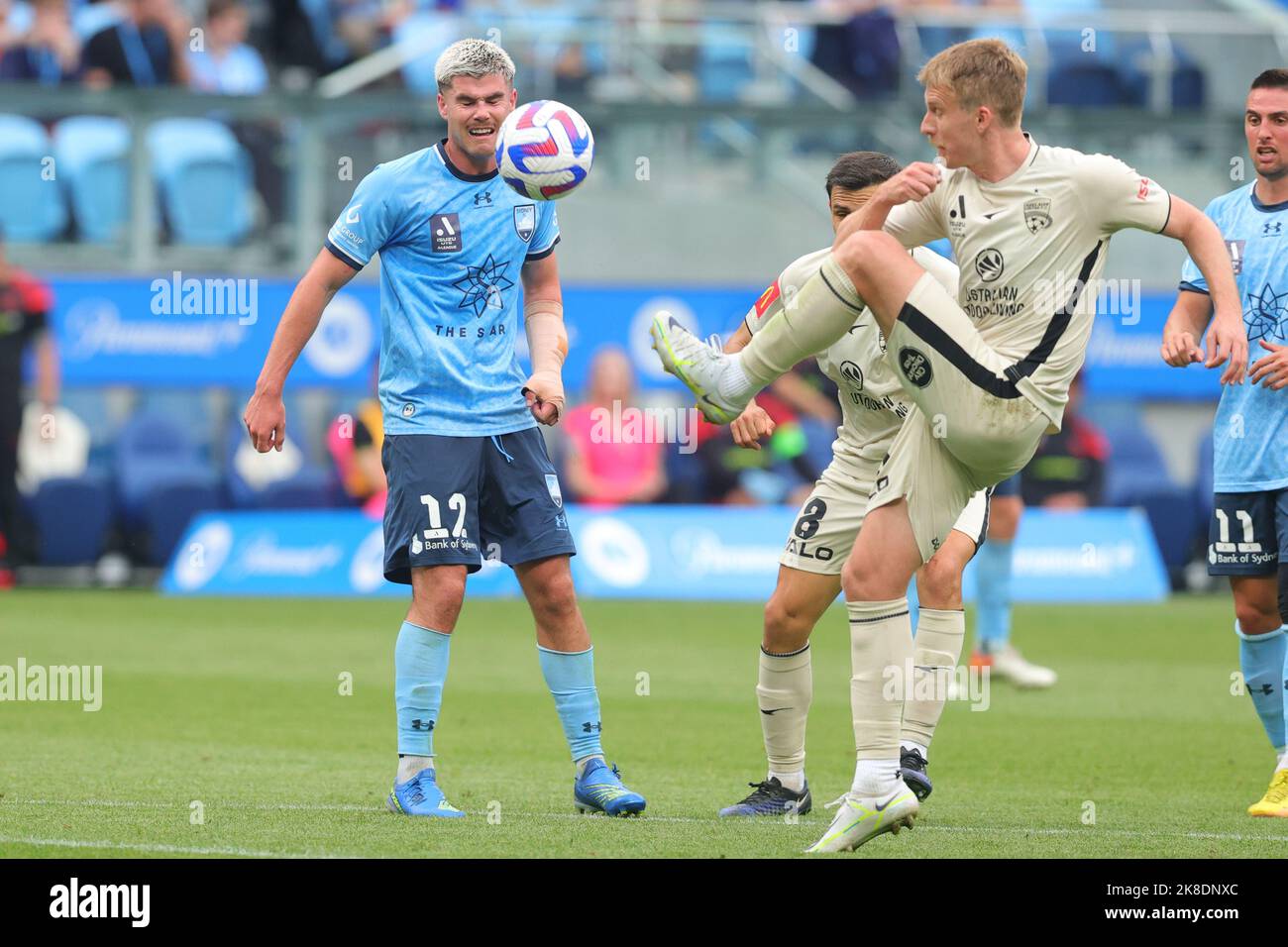 Sydney, Australia. 23rd Oct, 2022. Ryan Kitto of Adelaide United clears ...