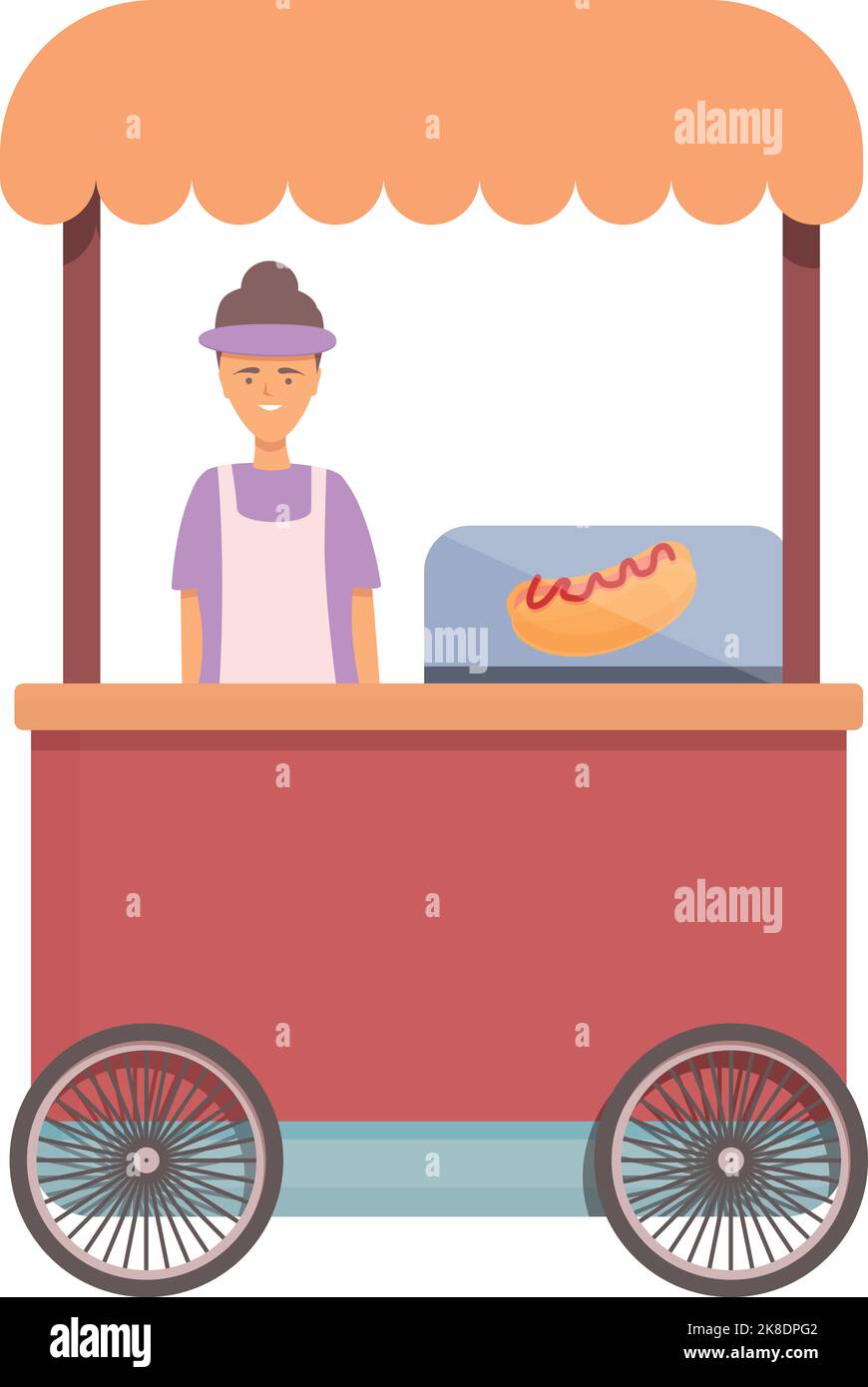 Service hot dog cart icon cartoon vector. Food stand. Vendor market ...