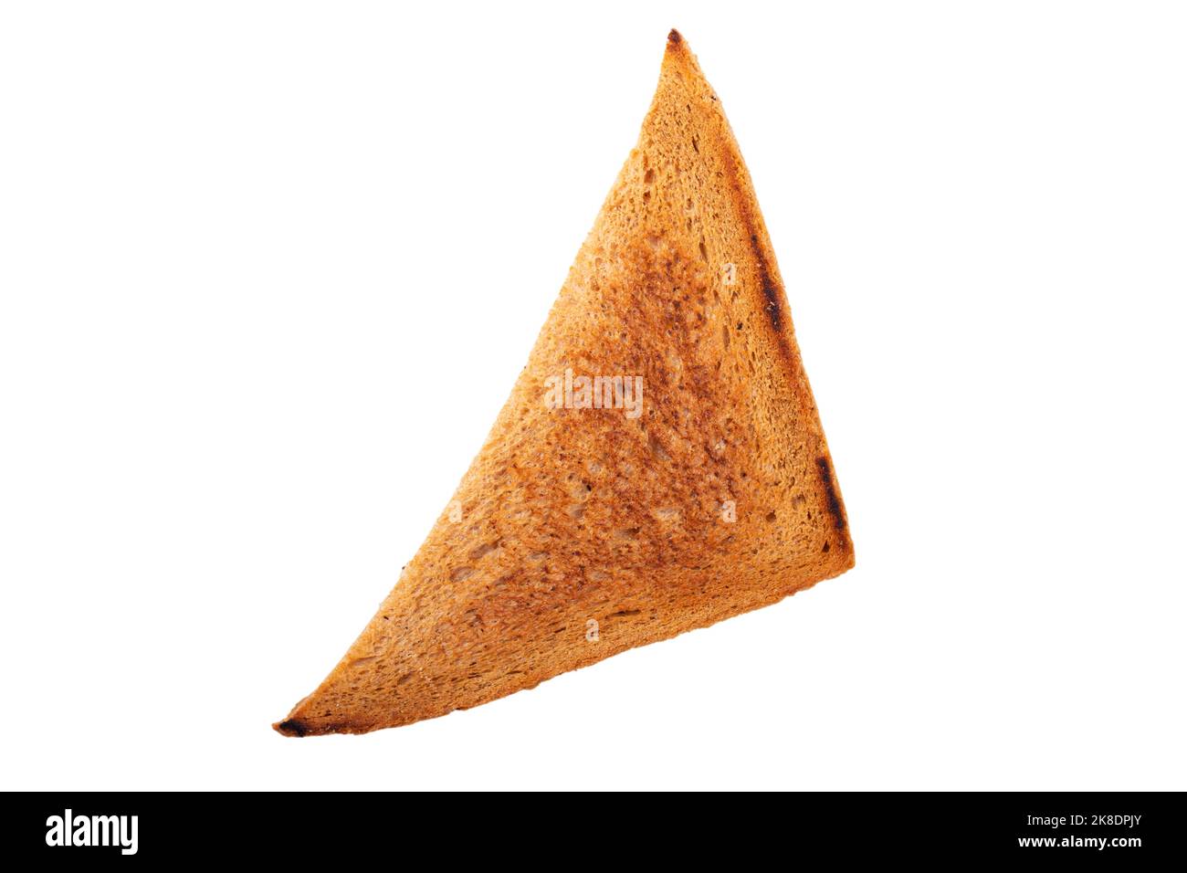 One slice of lightly toasted bread isolated on a white background ...