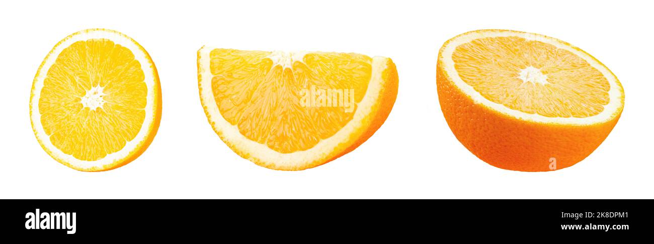 Sets of fresh oranges fruit isolated on white background. File contains ...