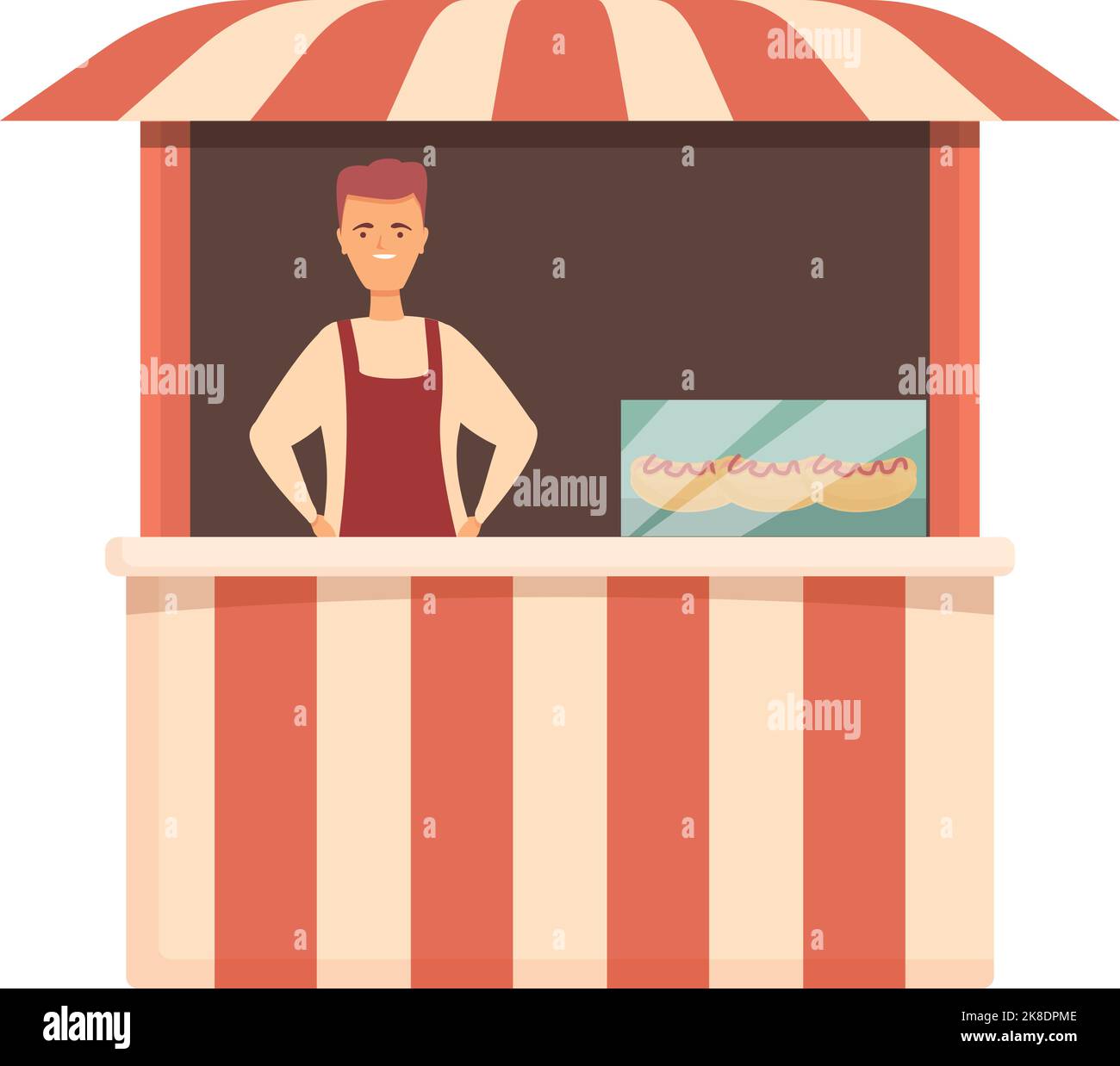 Street hot dog tent shop icon cartoon vector. Food stand. Stall vendor ...