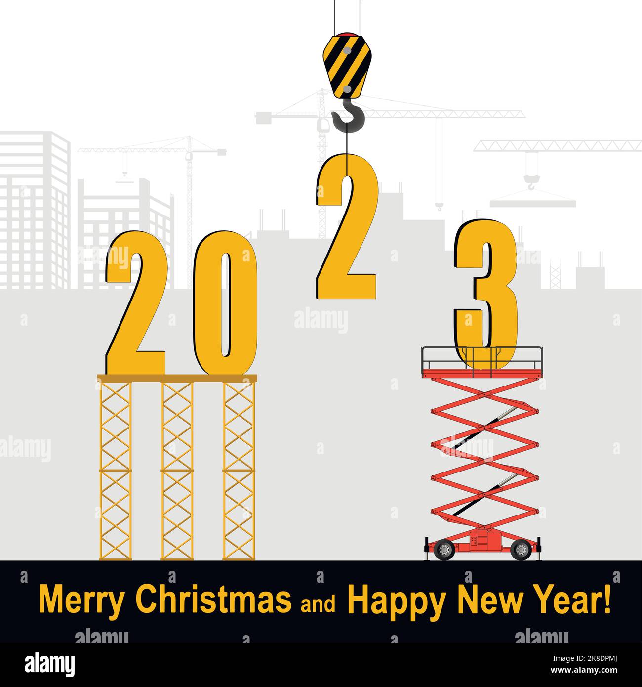 Installation of the symbol of 2023 in front of the construction site ...