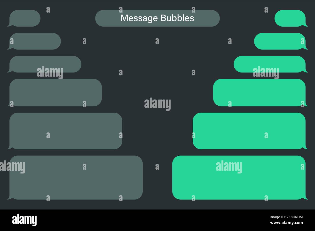 Blank various message bubbles. Green chat or messenger speech bubble ...