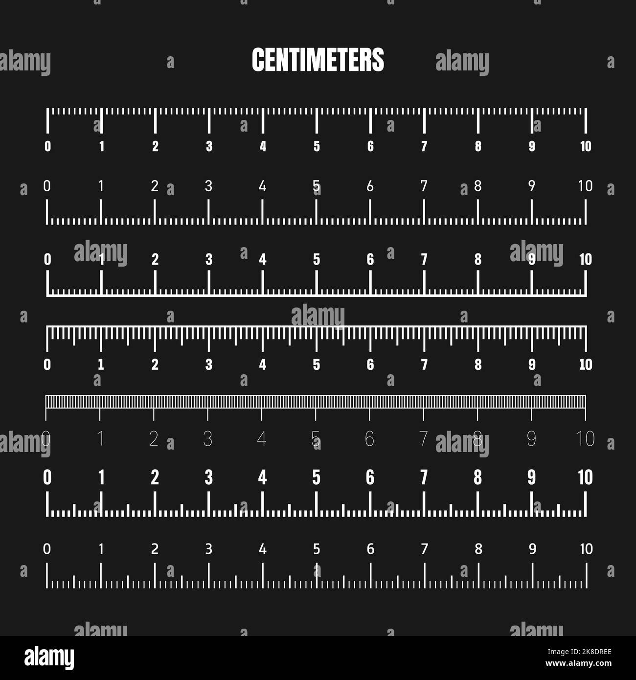 Realistic white centimeter scale for measuring length or height ...