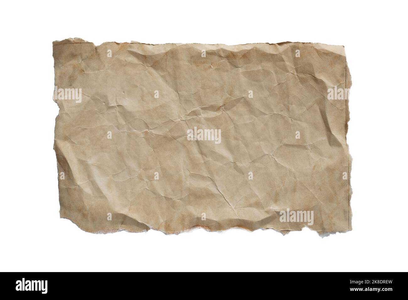 Old yellowed crumpled torn paper with clipping path Stock Photo - Alamy