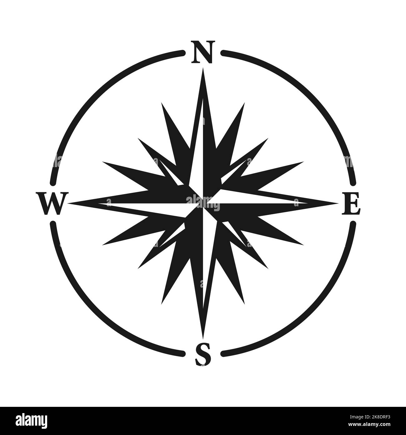 Vintage marine wind rose, nautical chart. Monochrome navigational ...