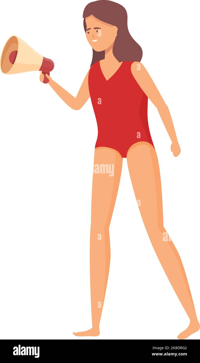 Woman lifeguard speech icon cartoon vector. Guard life. Water ocean ...
