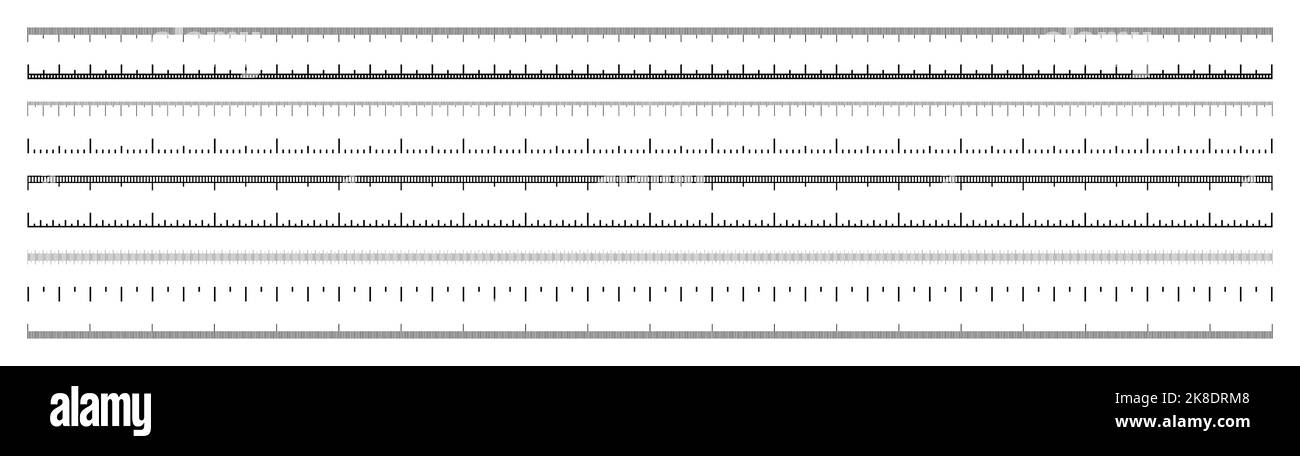 Various measurement scales with divisions. Realistic long scale for ...