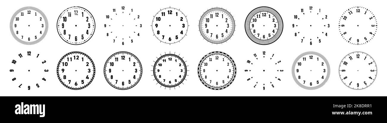 Mechanical clock faces with arabic numerals, bezel. Watch dial with ...