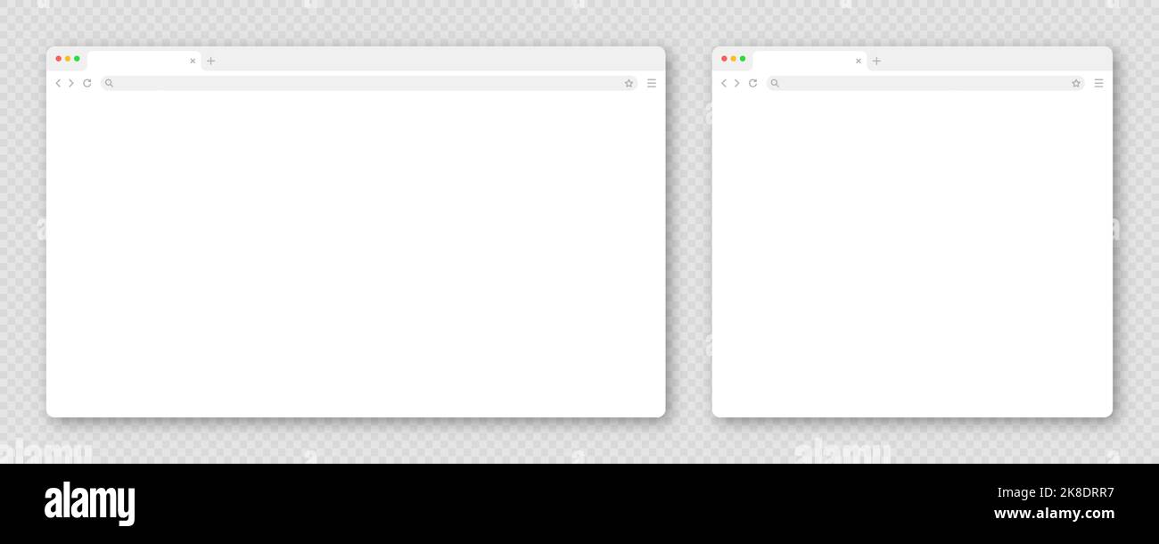 Blank web browser window with tab, toolbar and search field. Modern ...