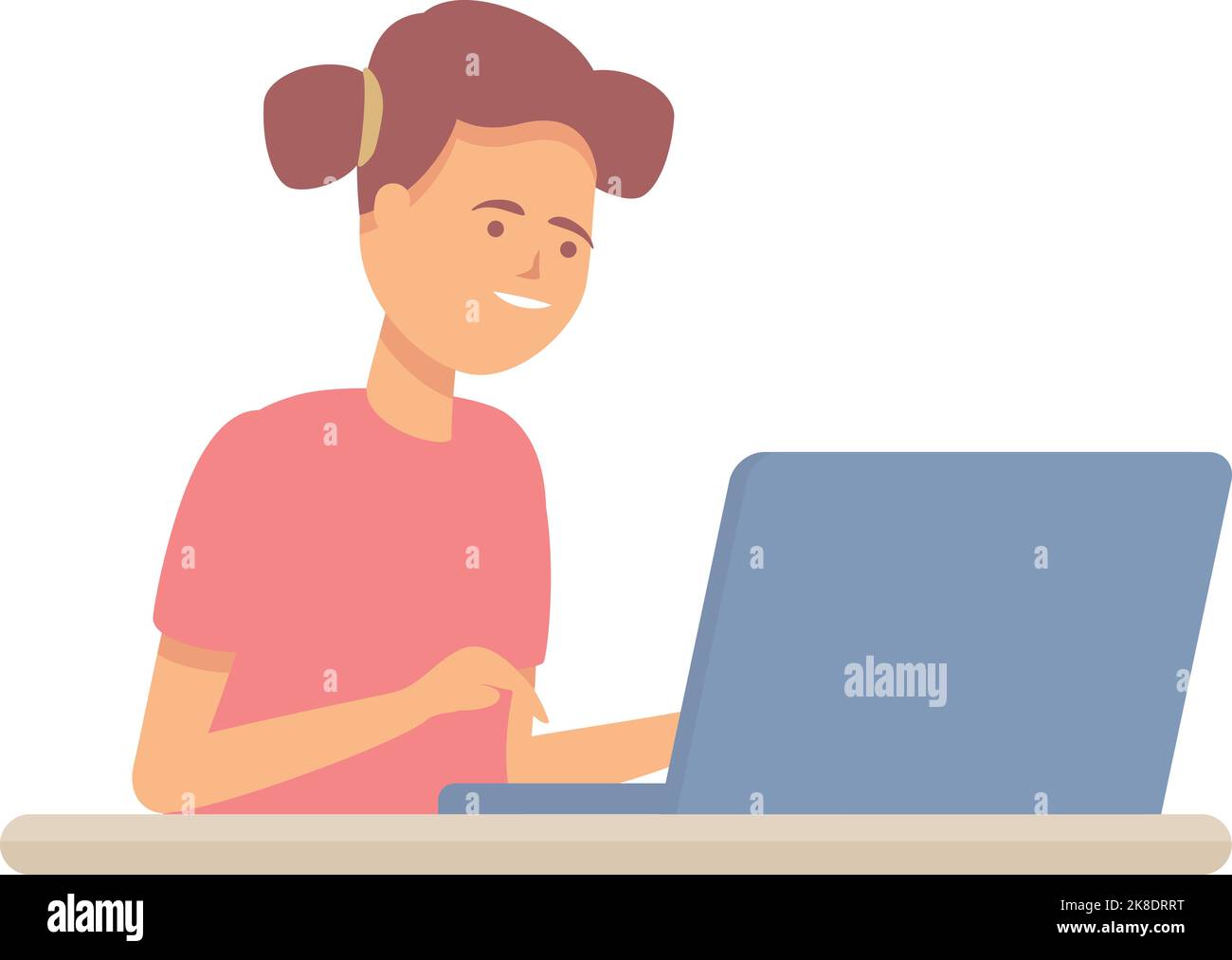 Girl online chat icon cartoon vector. Computer kid. Class student Stock ...