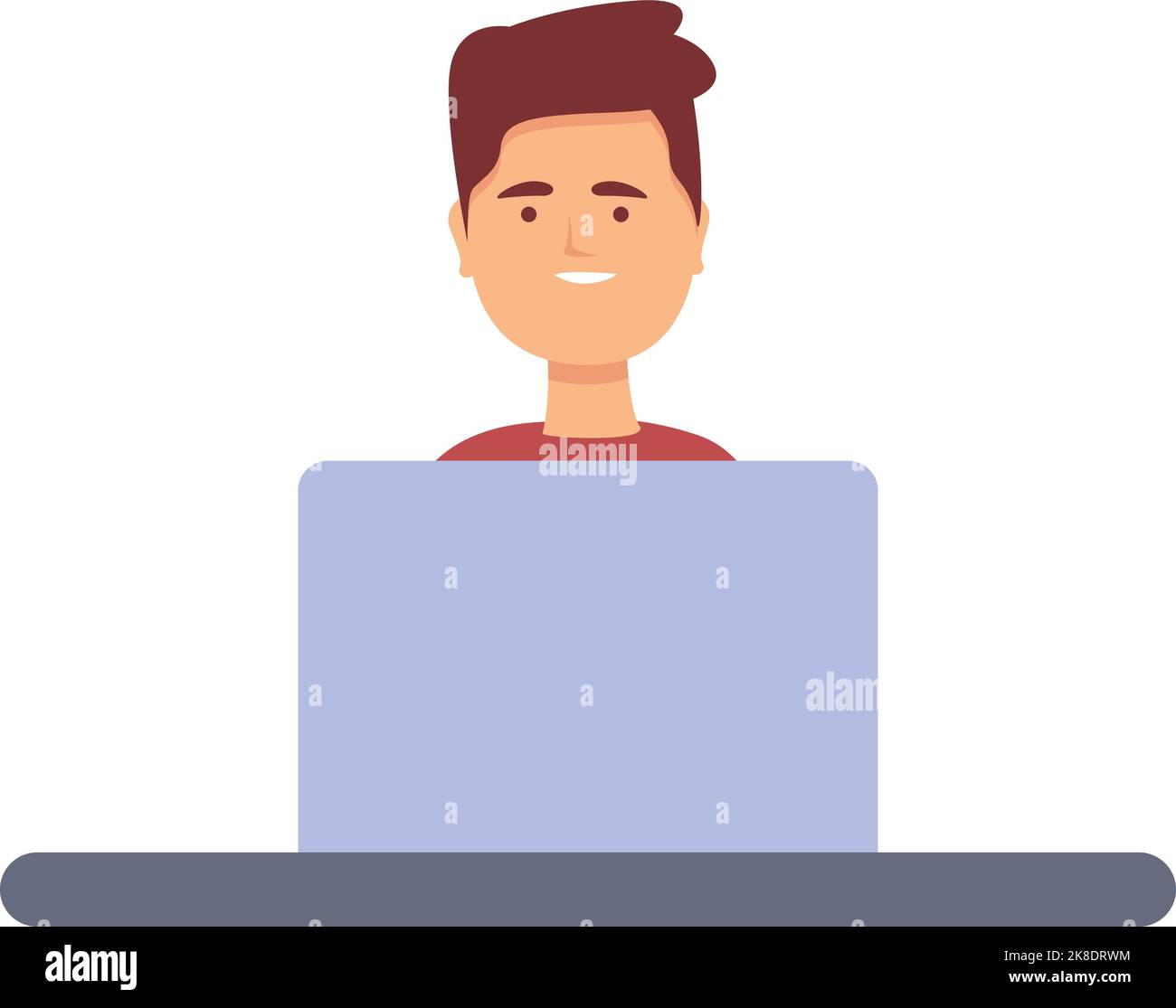 Desktop study icon cartoon vector. Computer boy. Child learn Stock ...
