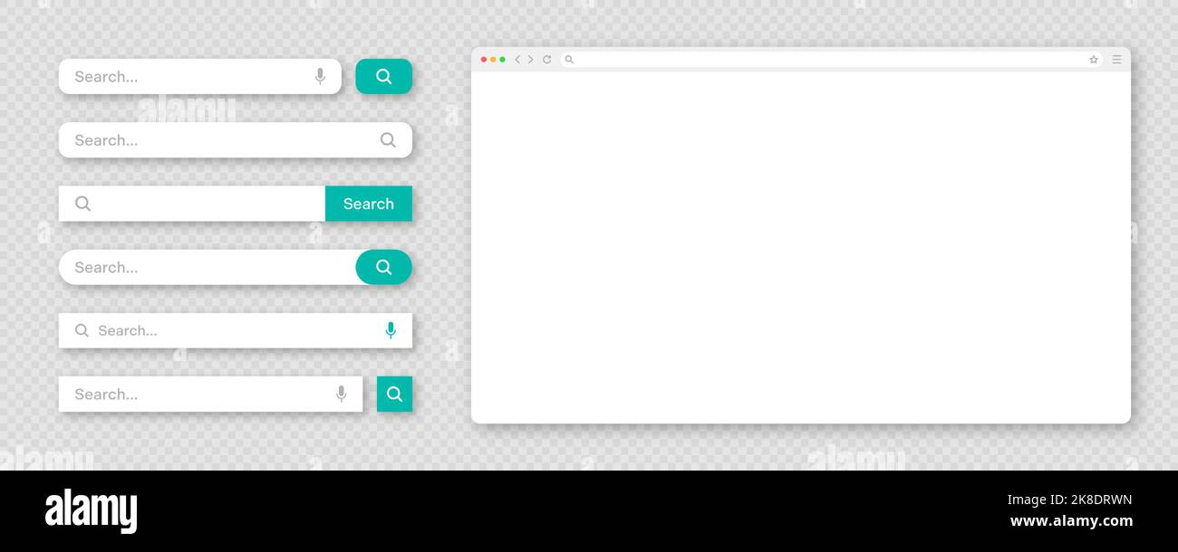 Blank internet browser window with various search bar templates. Web ...