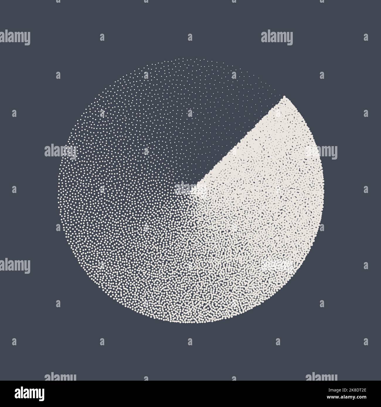 Round shaped dotted object, stipple elements. Fading gradient ...