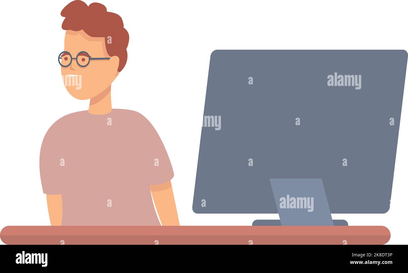 Digital classroom icon cartoon vector. Child learn. Internet school ...