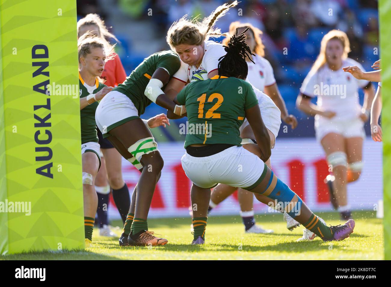 England's Poppy Cleall scores a try during the Women's Rugby World Cup ...