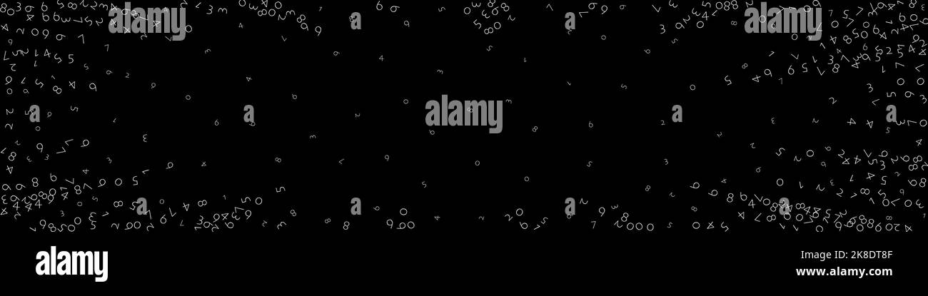 Falling numbers, big data concept. Binary white disorderly flying ...