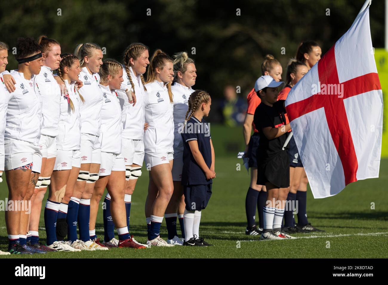 England players during the national anthem before the Women's Rugby ...