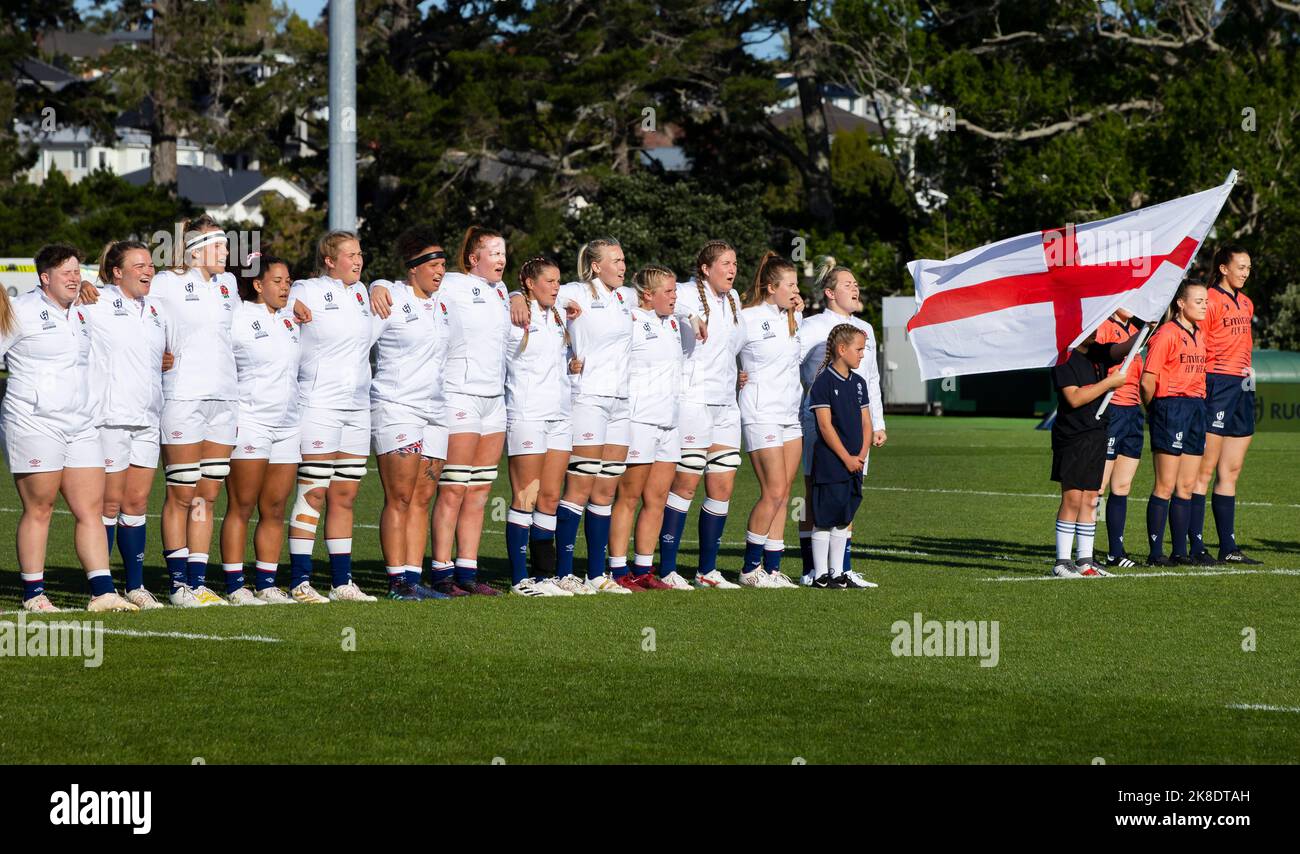 England players during the national anthem before the Women's Rugby ...