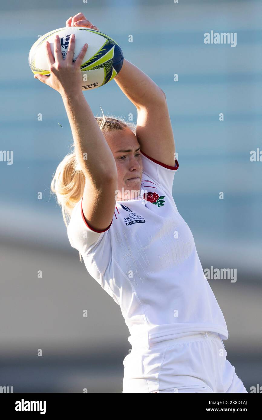 England's Rosie Galligan secures line out ball during the national ...