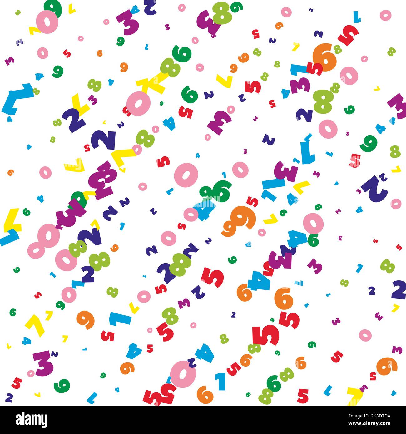 Falling bright numbers. Math study concept with flying digits. Likable ...