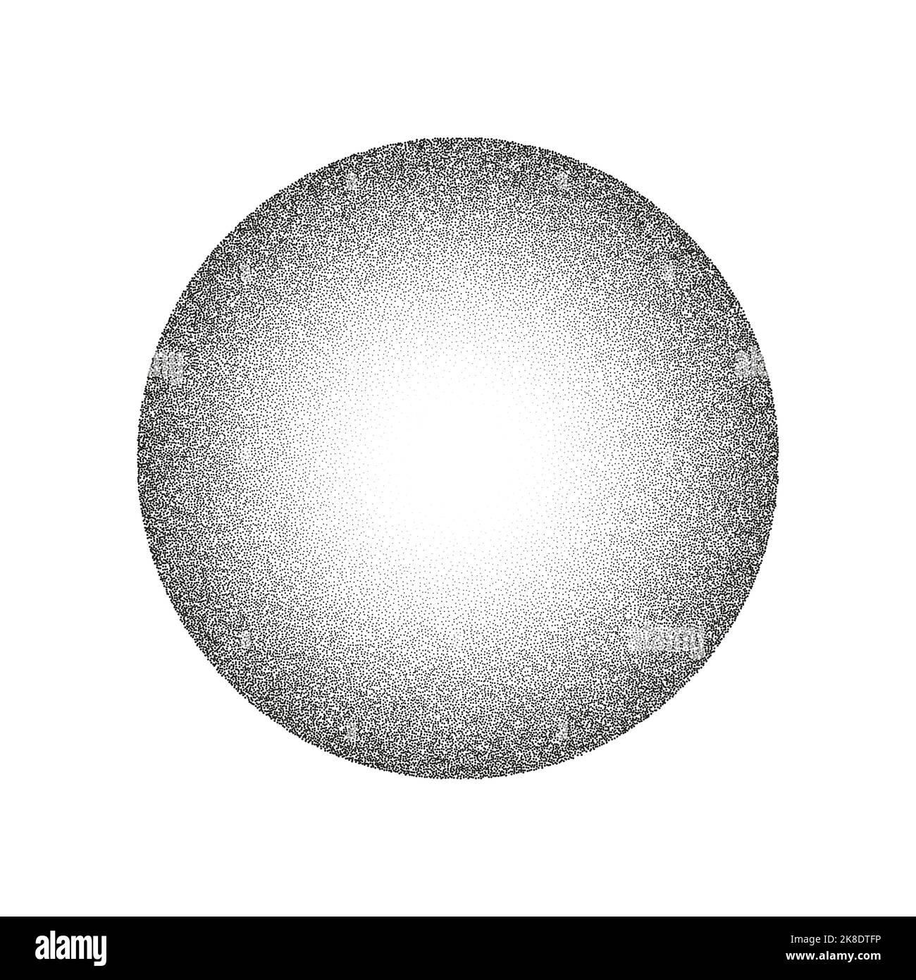 Round shaped dotted object, stipple elements. Fading gradient ...