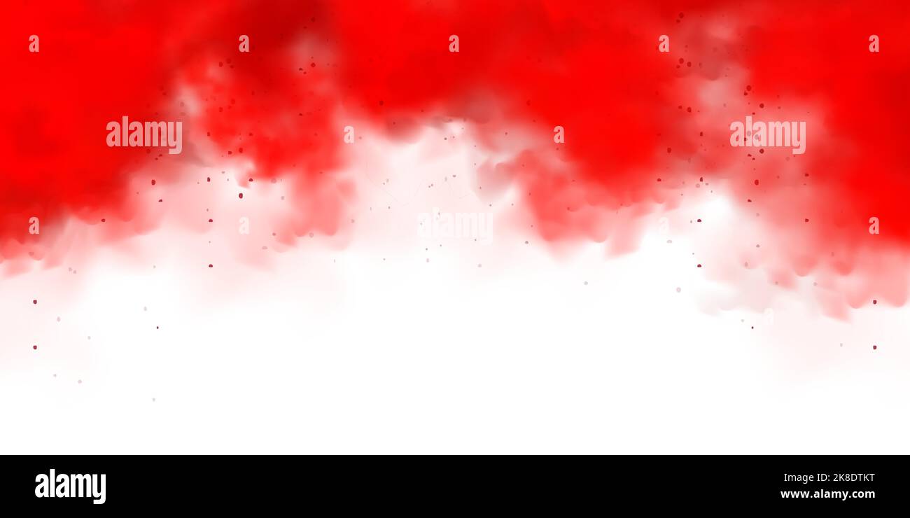 Red colorful smoke clouds isolated on white background, realistic mist ...