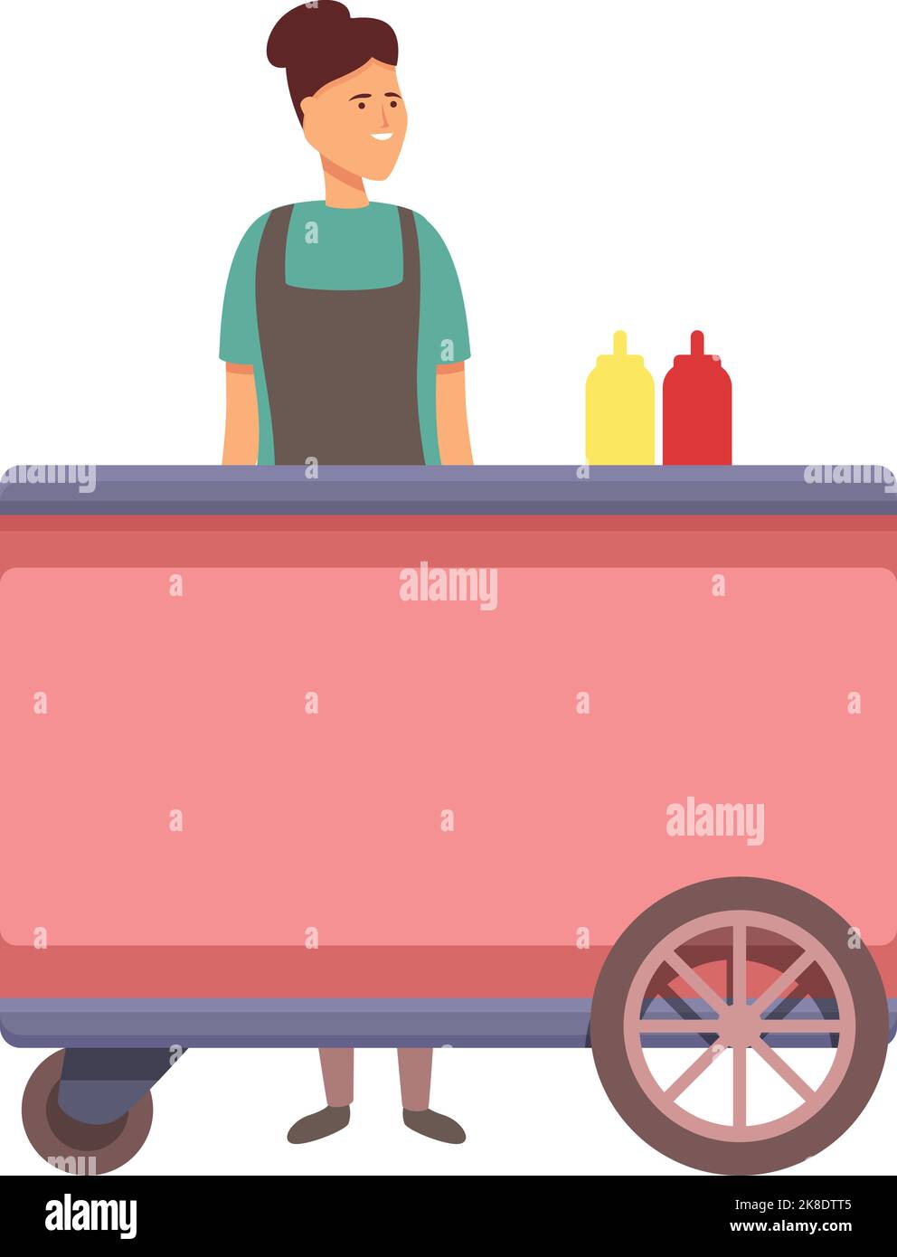 Woman hot dog seller icon cartoon vector. Market shop. Dinner car Stock ...