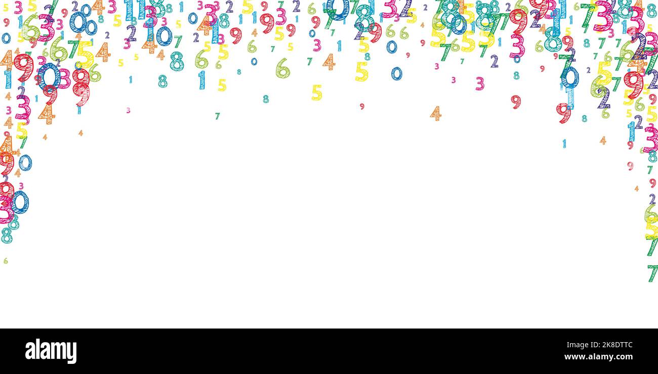 Falling colorful orderly numbers. Math study concept with flying digits ...