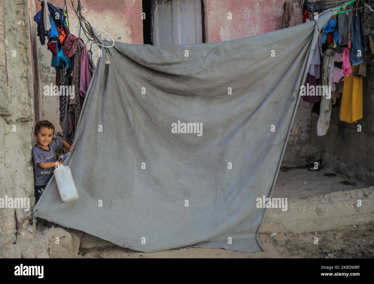A Palestinian refugee boy seen at his home in Shati refugee camp, west ...