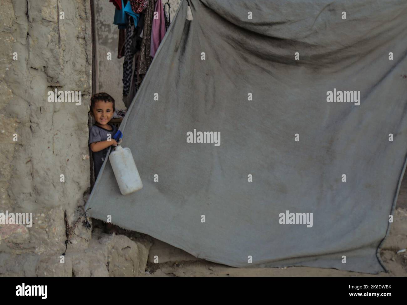 Gaza, Palestine. 22nd Oct, 2022. A Palestinian refugee boy seen at his ...