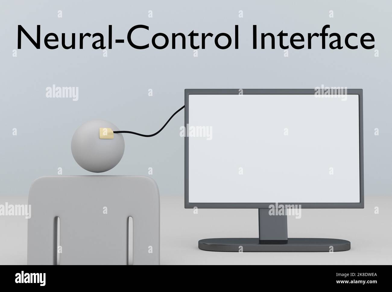 3D illustration of a patch attached to a human head symbolically ...