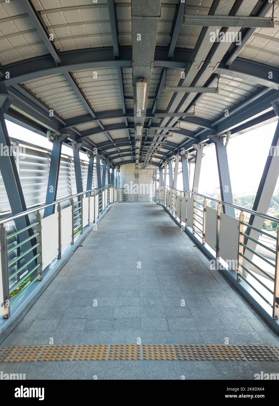 Sky walkway. Cross over bridge to MRT station in Bangkok Thailand Stock ...