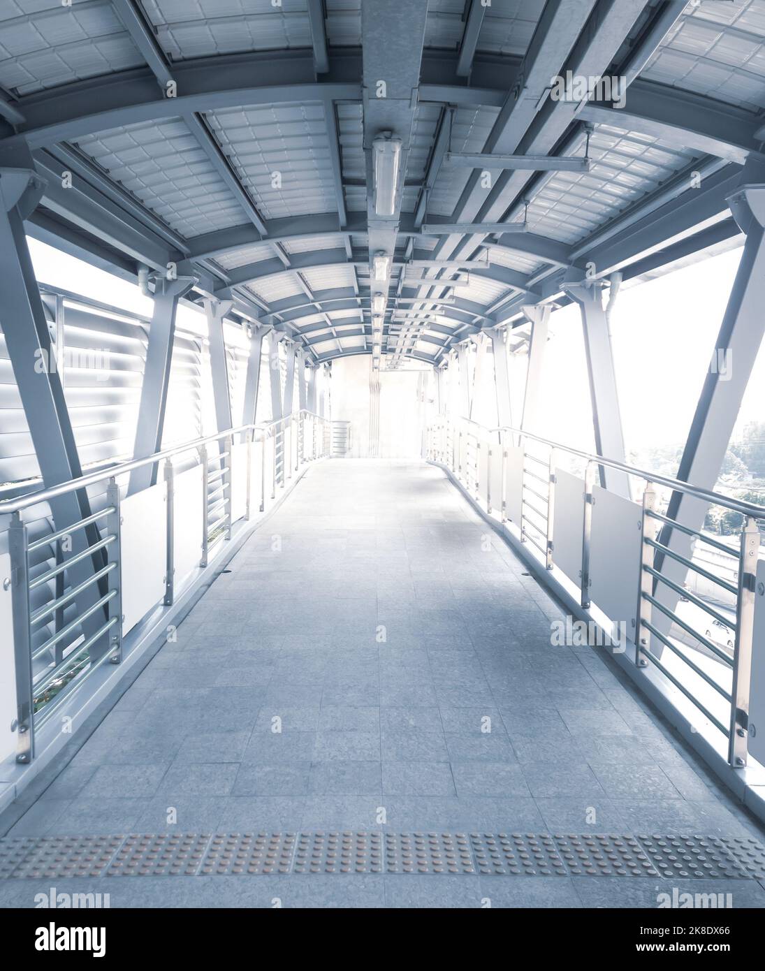 Sky walkway. Cross over bridge to MRT station in Bangkok Thailand Stock ...