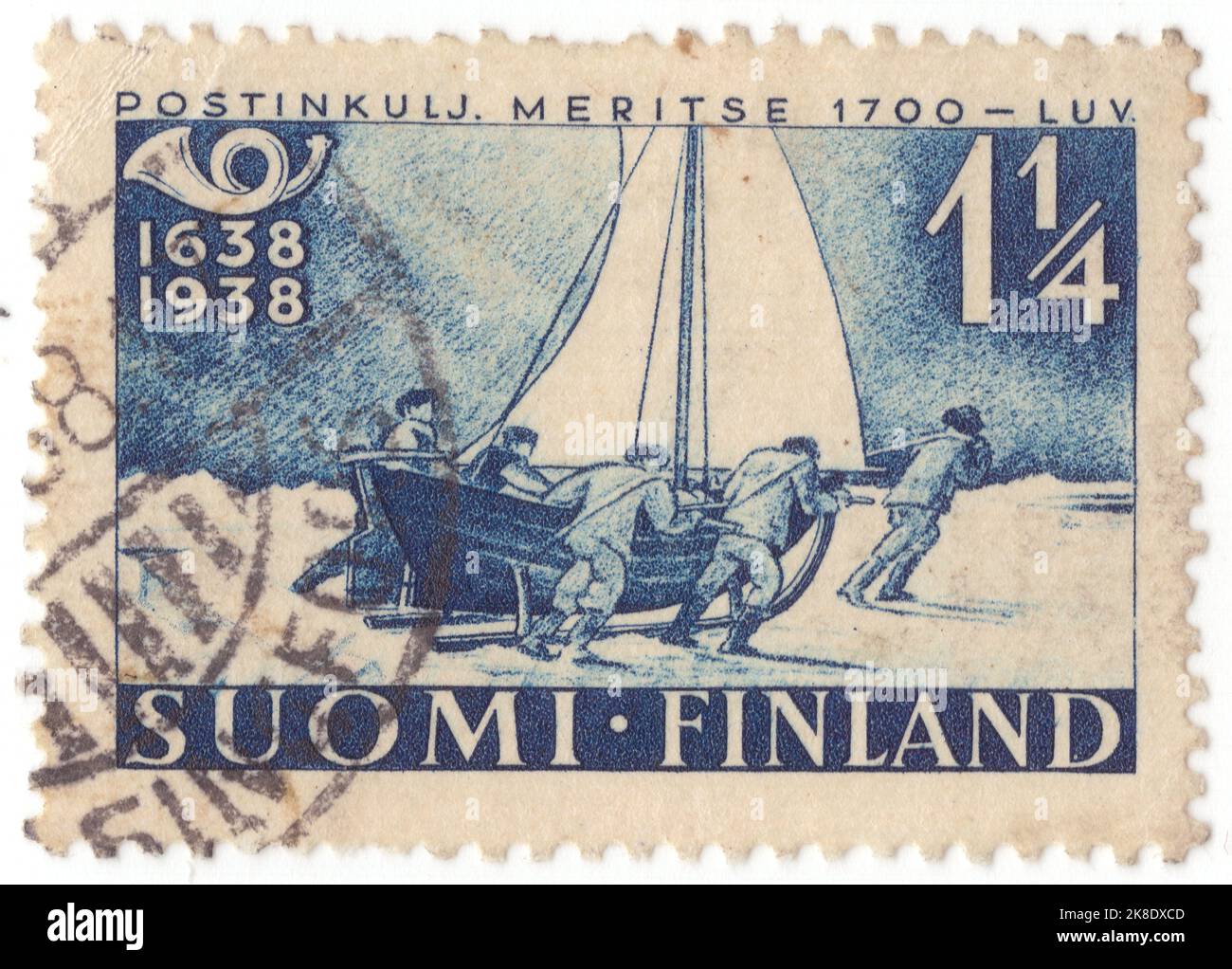 FINLAND - 1938 September 6: An 1,25 mark dark blue postage stamp ...