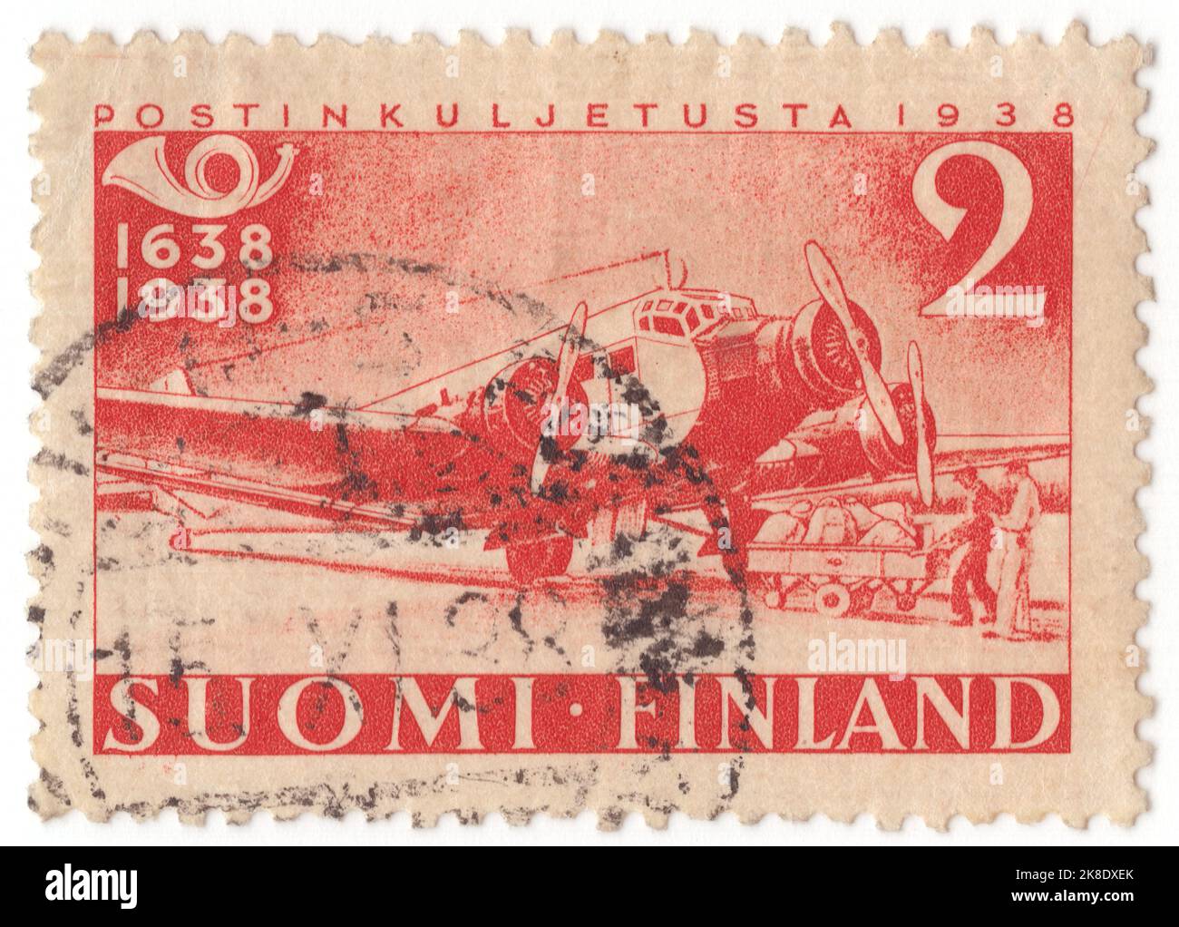 FINLAND - 1938 September 6: An 2 mark scarlet postage stamp depicting ...