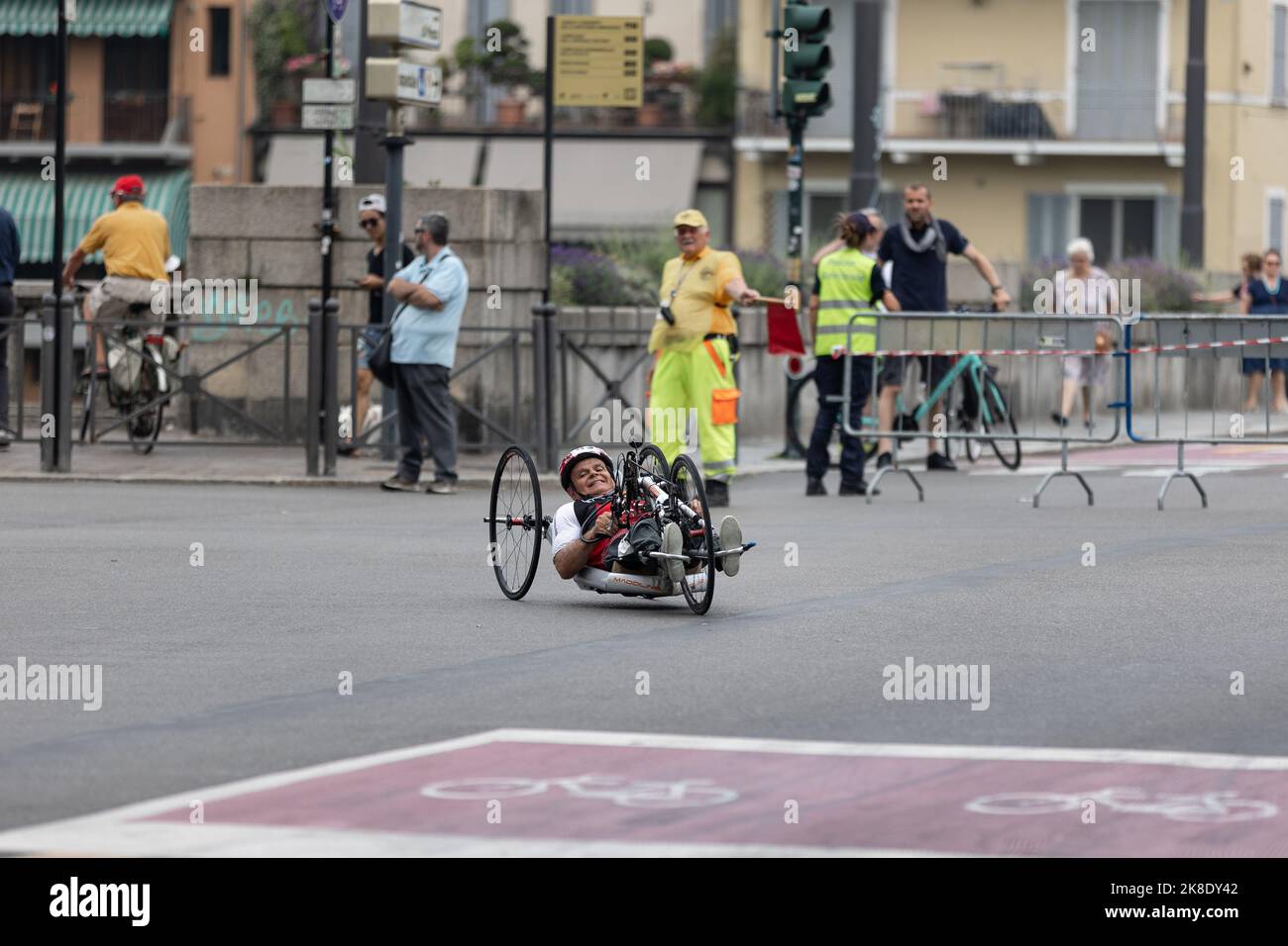 Athlete with its Special Bike on a City Track during a Race near ...