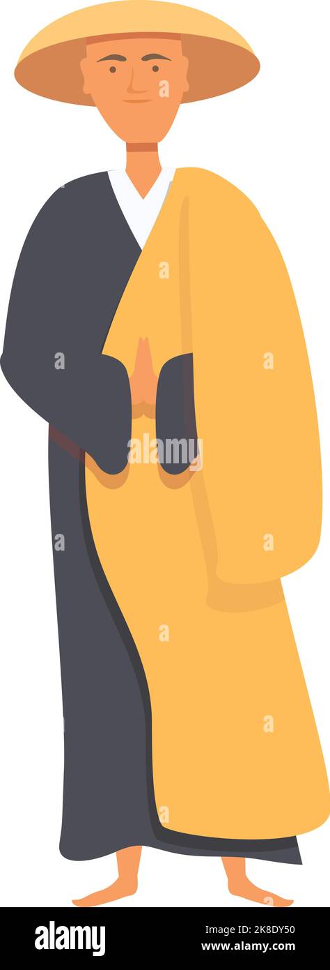Asian monk icon cartoon vector. Priest man. Meditation sitting Stock ...