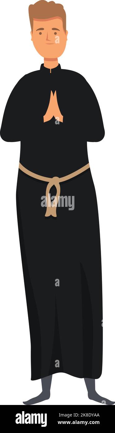 Black monk icon cartoon vector. Priest meditation. Sage friar Stock ...