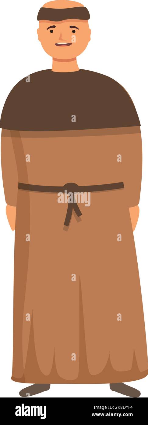 Medieval monk icon cartoon vector. Priest meditation. Christian sitting ...