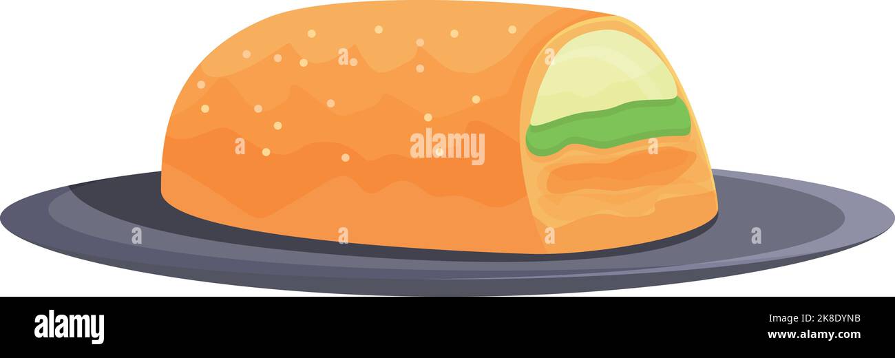 Dish roll icon cartoon vector. Food cuisine. Sauce menu Stock Vector ...