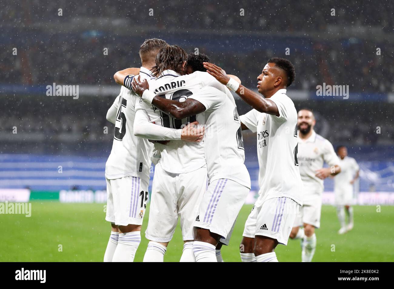 Luka Modric of Real Madrid celebrates a goal 1-0 with teammates during ...