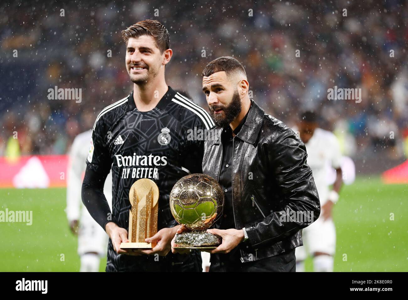 Karim Benzema of Real Madrid shows the Golden Ball (Ballon Dâ€™Or) and ...