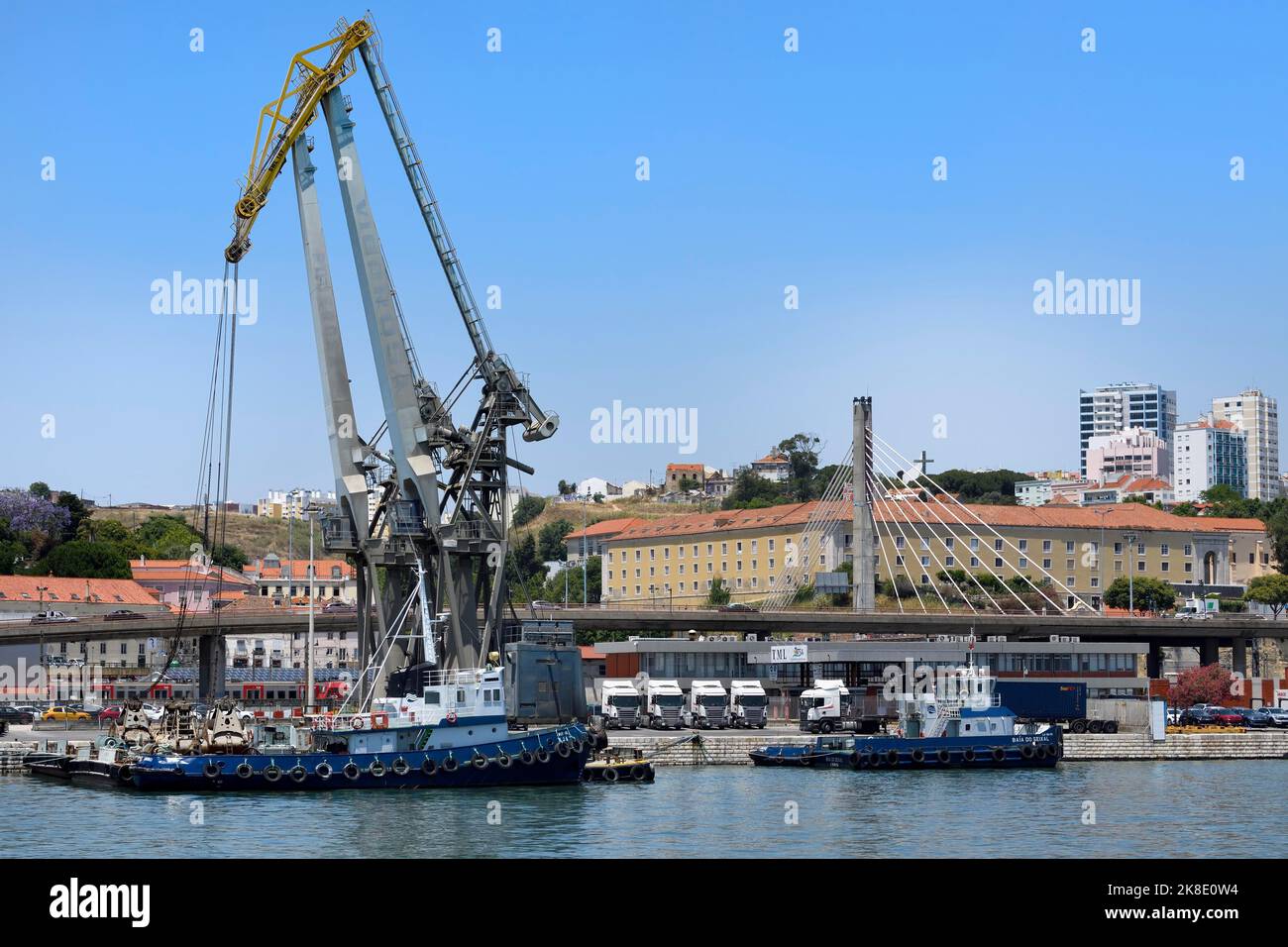 Lisbon port, Container park, Lisbon, Portugal Stock Photo - Alamy