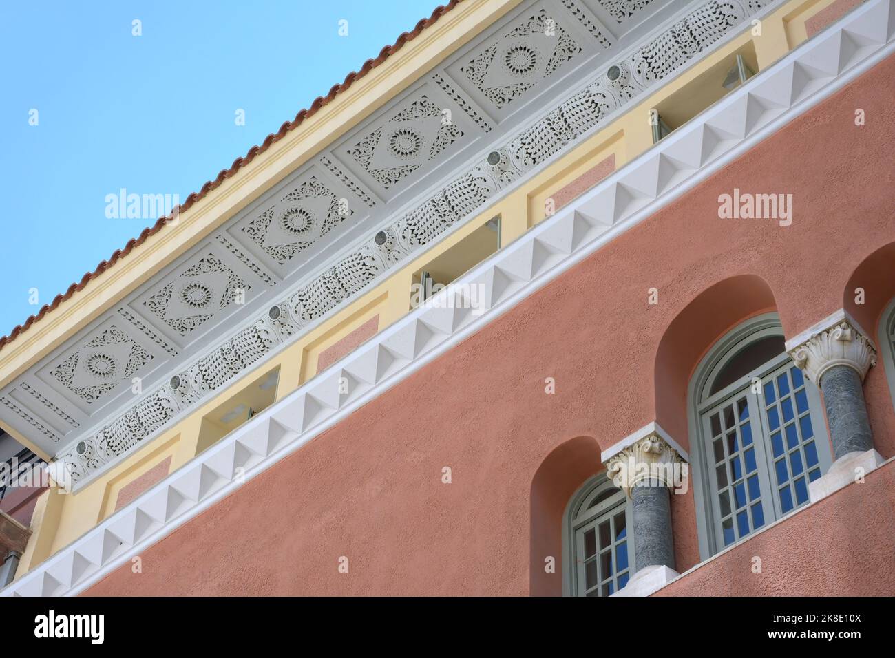 Neobyzantine building on Pindarou street, Athens city center, detail ...