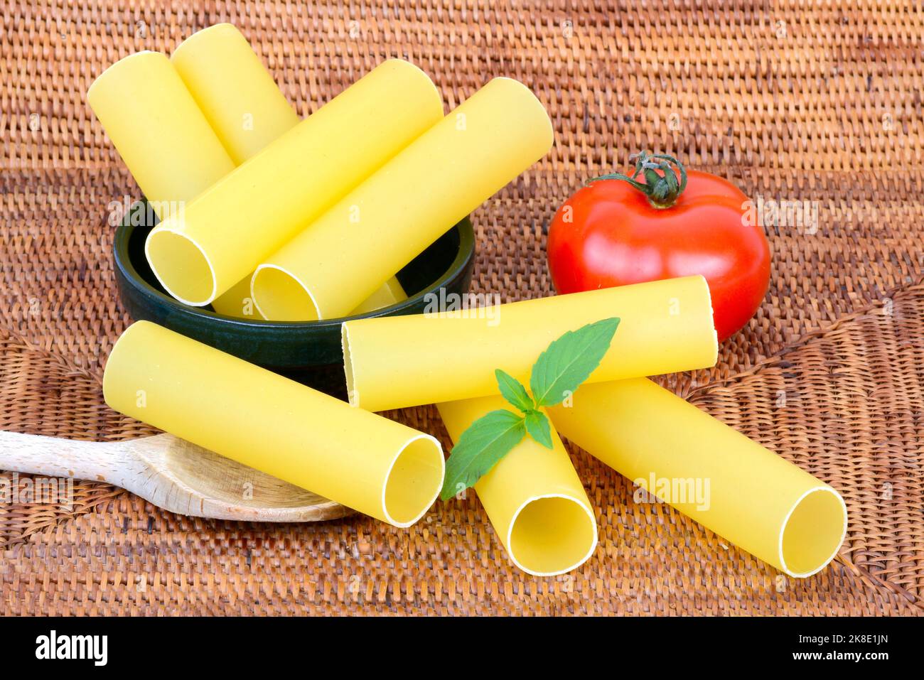Italian pasta, cannelloni, pasta, noodles, tomato, basil Stock Photo ...